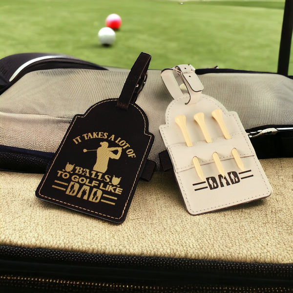 Custom Engraved Golf Bag Tag with 3 Wooden Tees – Foxwood Engraving