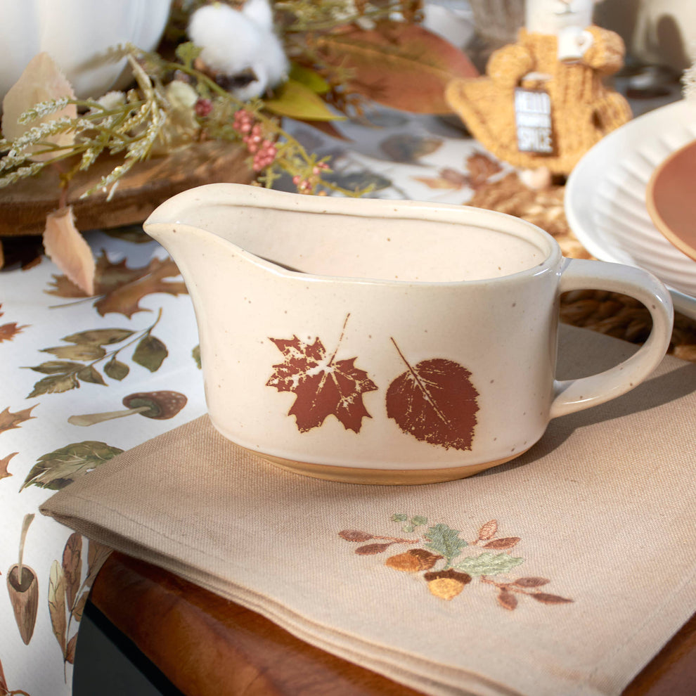 Fall Leaves Stoneware Gravy Boat – Rustic Autumn Serveware – Foxwood ...